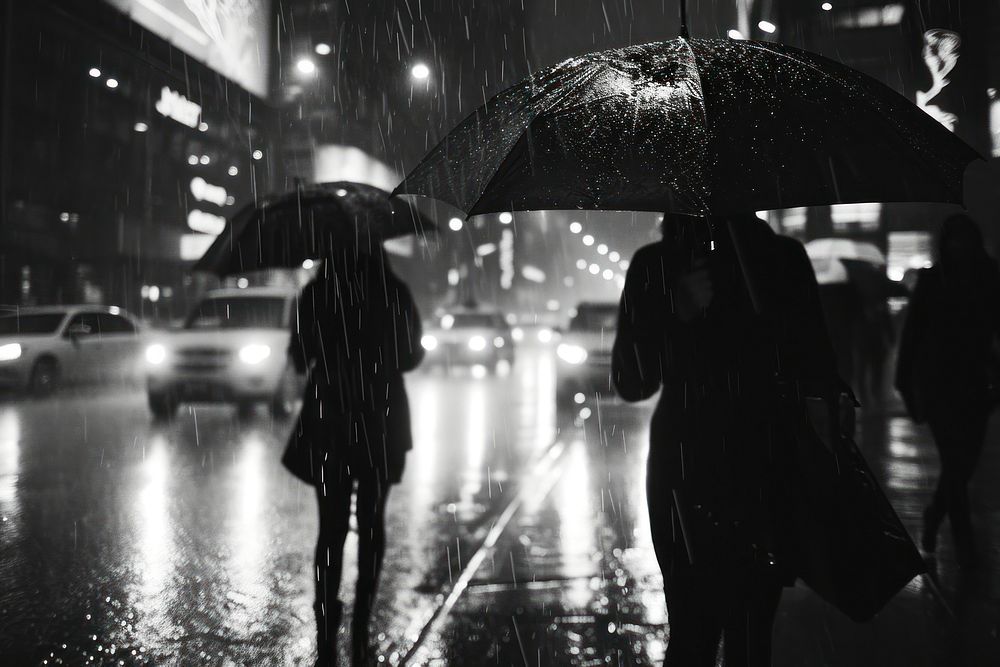 People city rain monochrome outdoors. | Premium Photo - rawpixel