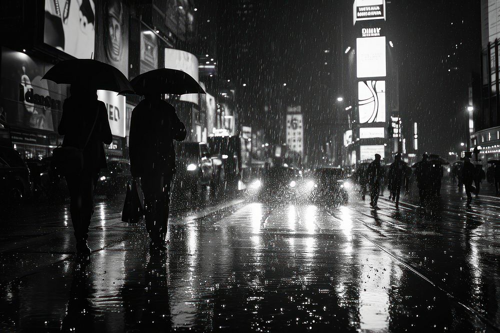 People city rain monochrome outdoors. | Premium Photo - rawpixel