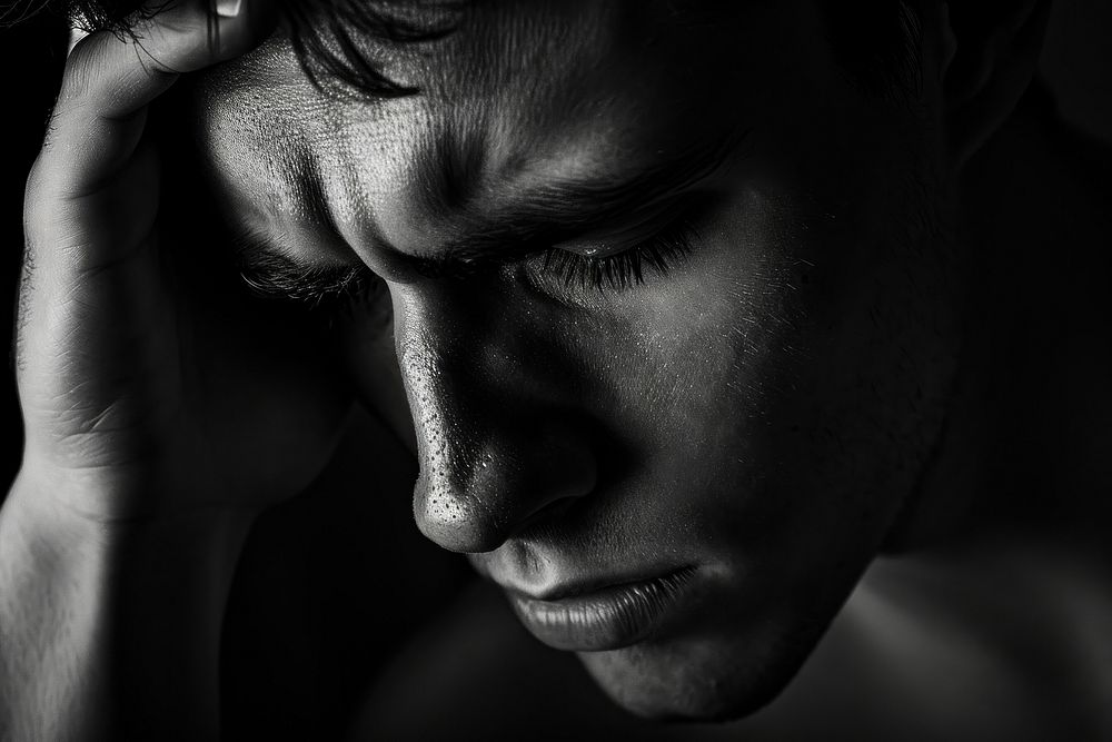 Sad person crying photography monochrome. | Premium Photo - rawpixel