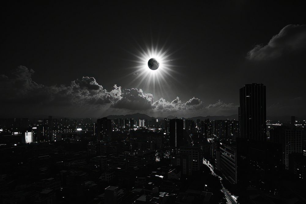 Solar Eclipse city architecture monochrome. | Premium Photo - rawpixel
