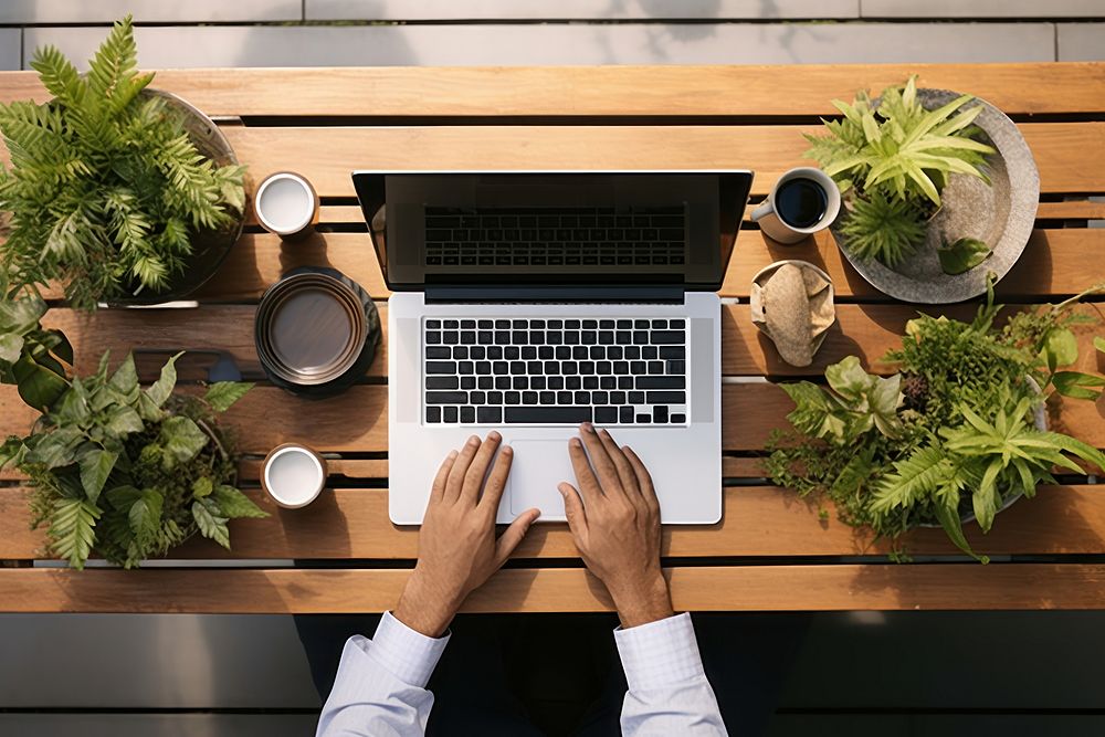 Hands typing laptop keyboard furniture | Free Photo - rawpixel