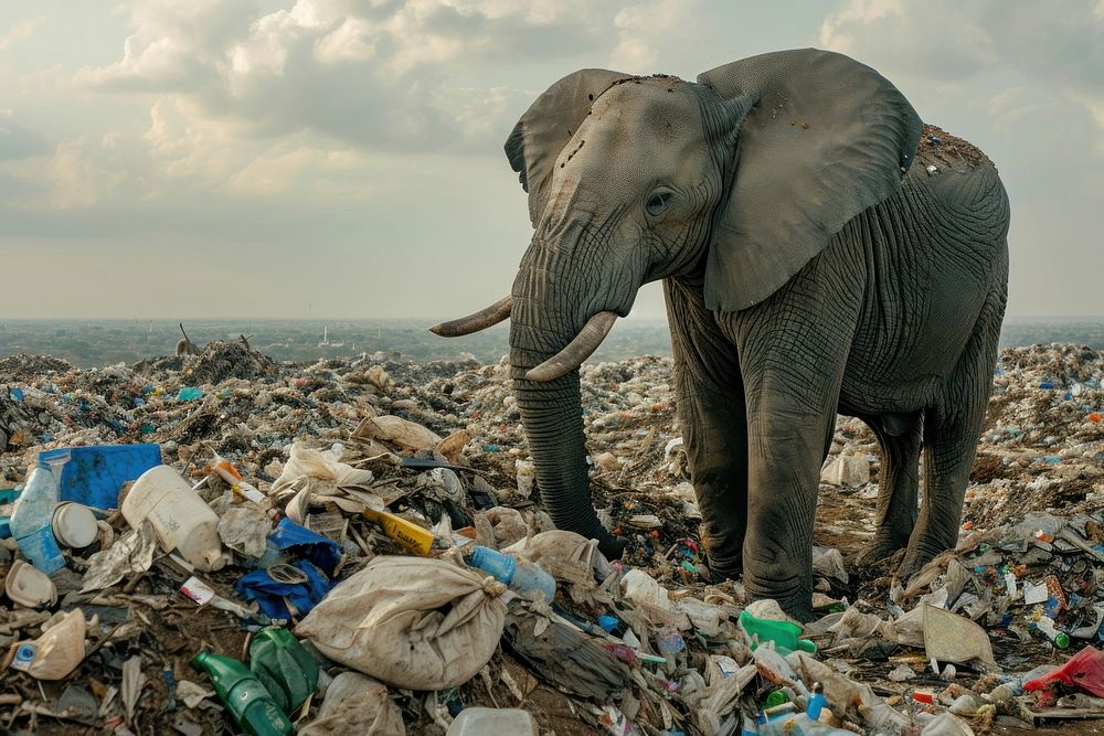 Gaunt elephant garbage wildlife animal. | Free Photo - rawpixel