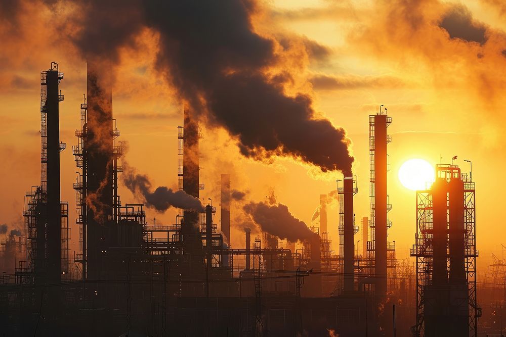 Industrial factories pollution architecture refinery. | Free Photo ...