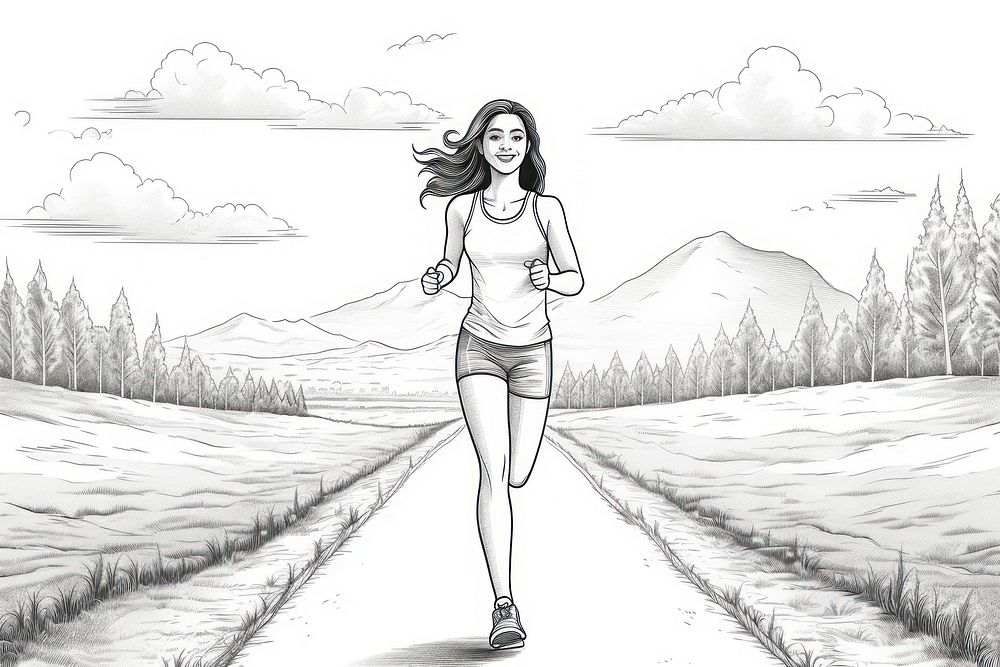 Young woman exercising drawing sketch | Free Photo Illustration - rawpixel