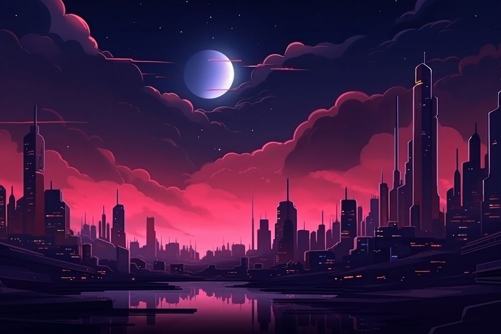 Metropolis landscape night architecture. | Premium Photo Illustration ...