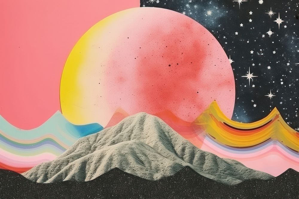 Collage Retro dreamy moon painting | Free Photo Illustration - rawpixel