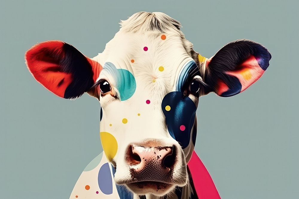 Collage Retro dreamy cow livestock | Premium Photo Illustration - rawpixel