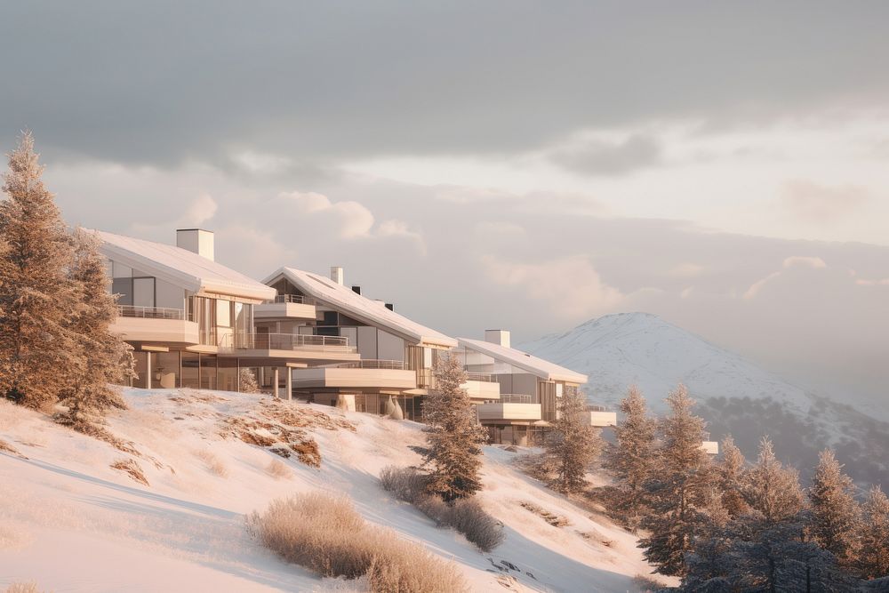Mountain resort architecture building outdoors. | Free Photo - rawpixel
