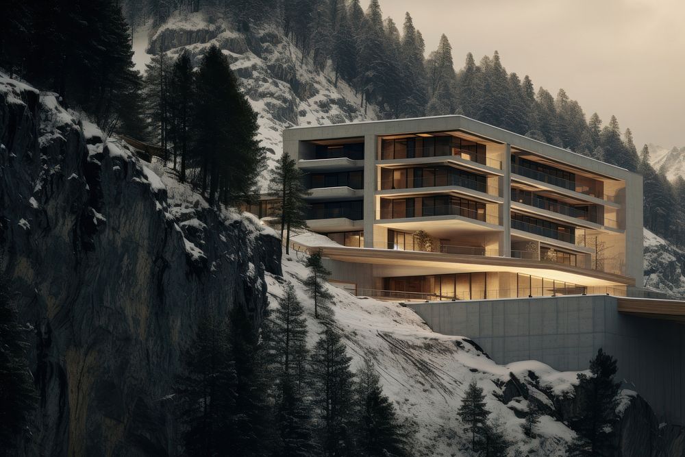 Mountain resort architecture building outdoors. | Free Photo - rawpixel