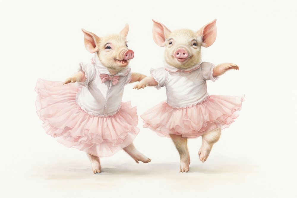 Pig characters ballet dancing mammal | Free Photo Illustration - rawpixel