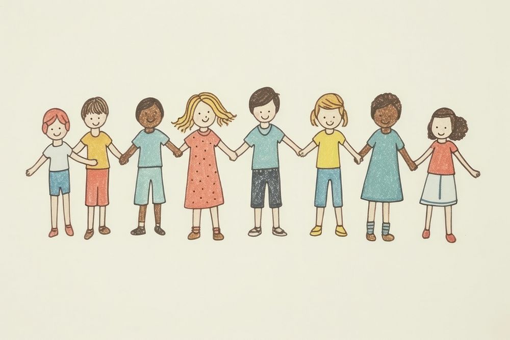 Diverse children holding hands drawing | Free Photo Illustration - rawpixel