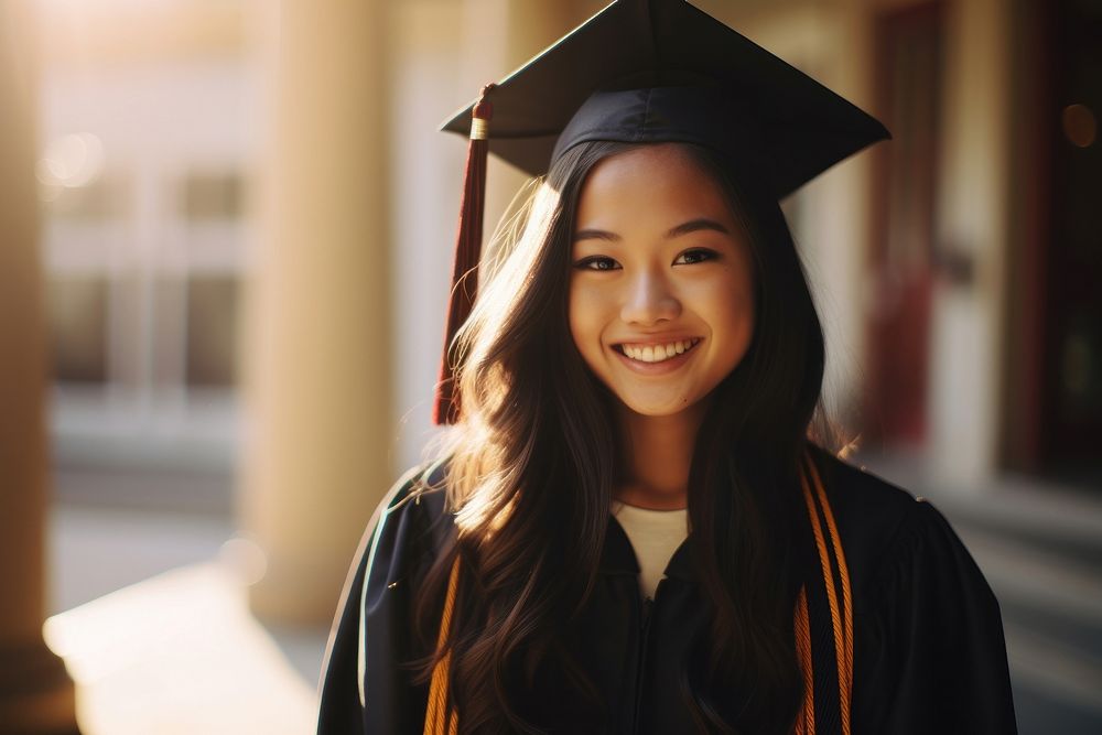 Half-Asian-american girl graduation portrait student. | Free Photo ...
