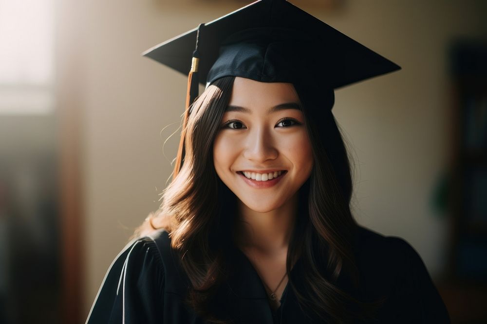 Half-Asian-american girl graduation portrait student. | Free Photo ...