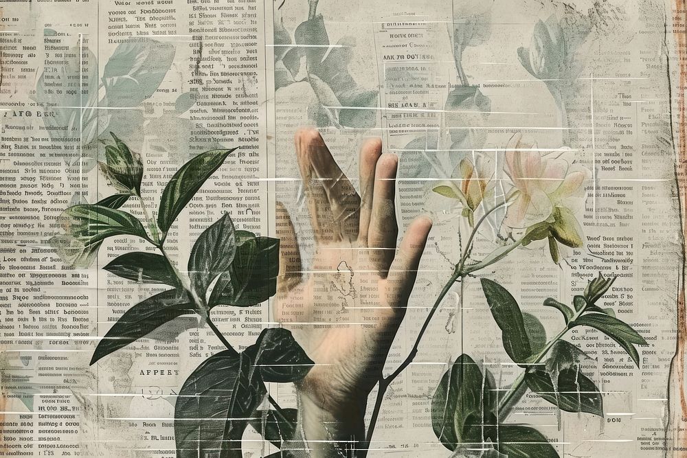 Hands ephemera border newspaper plant | Free Photo Illustration - rawpixel