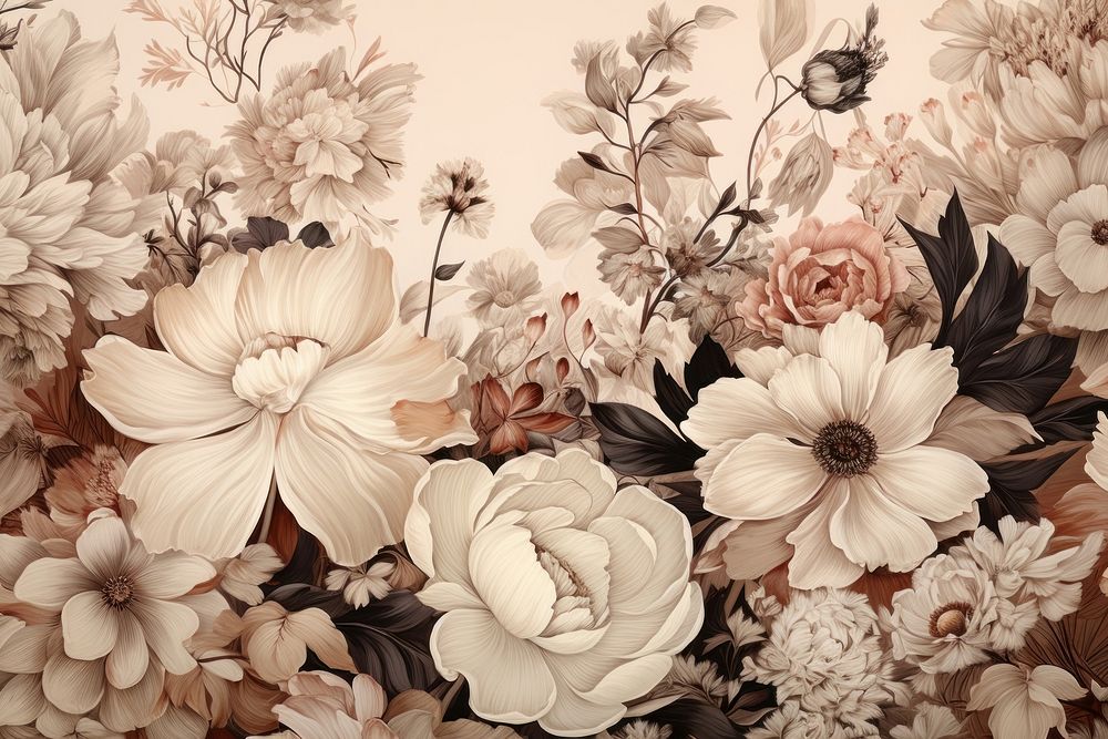 Beige floral backgrounds pattern flower. | Premium Photo Illustration ...