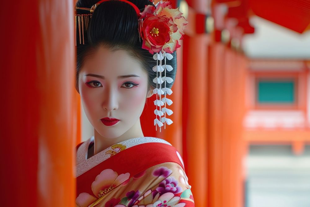 Beautiful geisha girl fashion portrait | Premium Photo - rawpixel