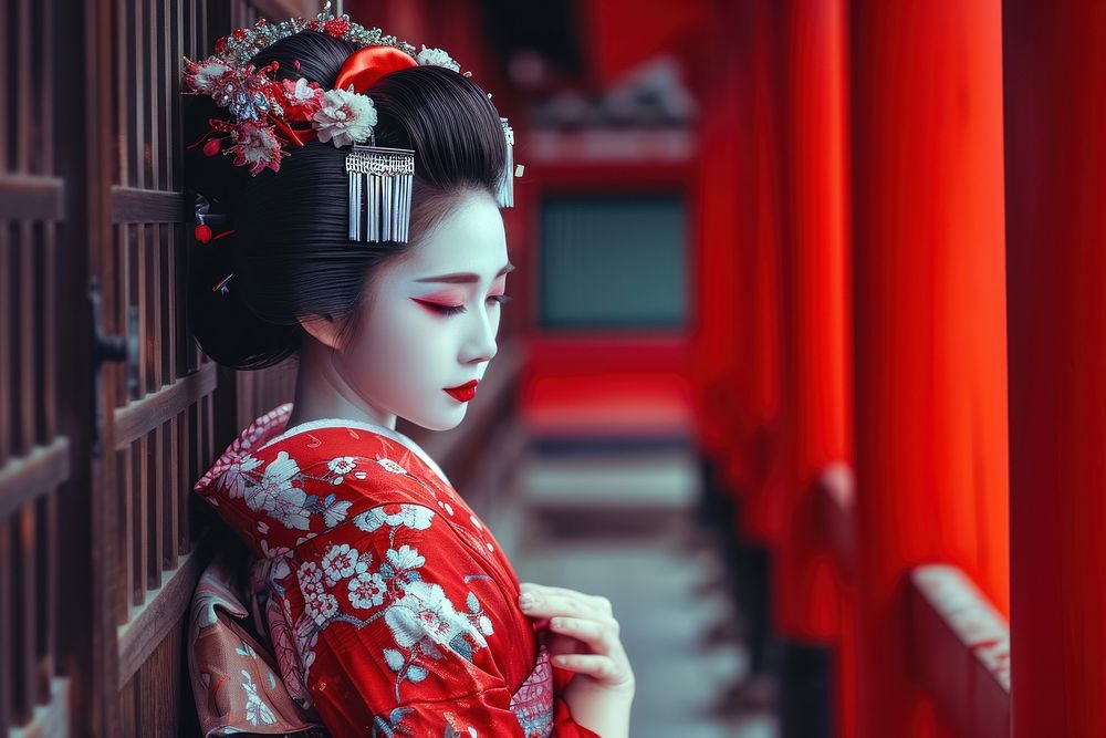 Beautiful geisha girl fashion portrait | Free Photo - rawpixel