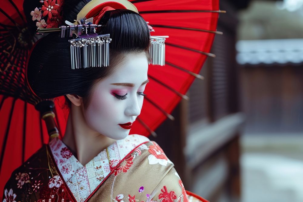 Beautiful geisha girl portrait fashion | Premium Photo - rawpixel