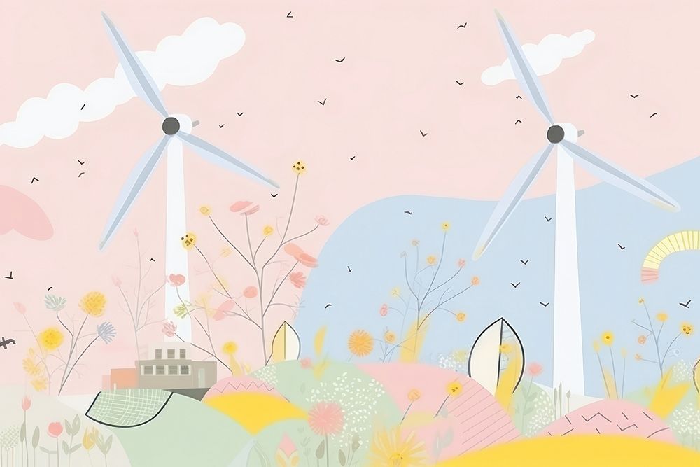 Wind turbine background backgrounds art | Premium Photo Illustration ...