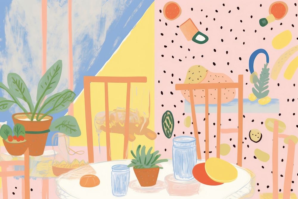 Memphis restaurant background art painting | Free Photo Illustration ...