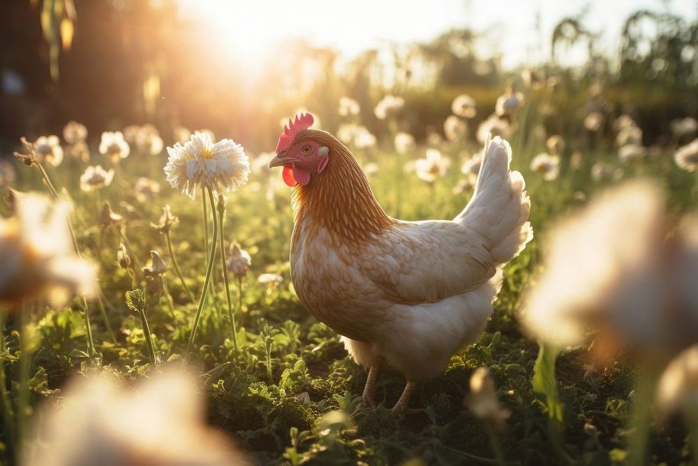 Chicken field sunlight outdoors poultry. | Premium Photo - rawpixel