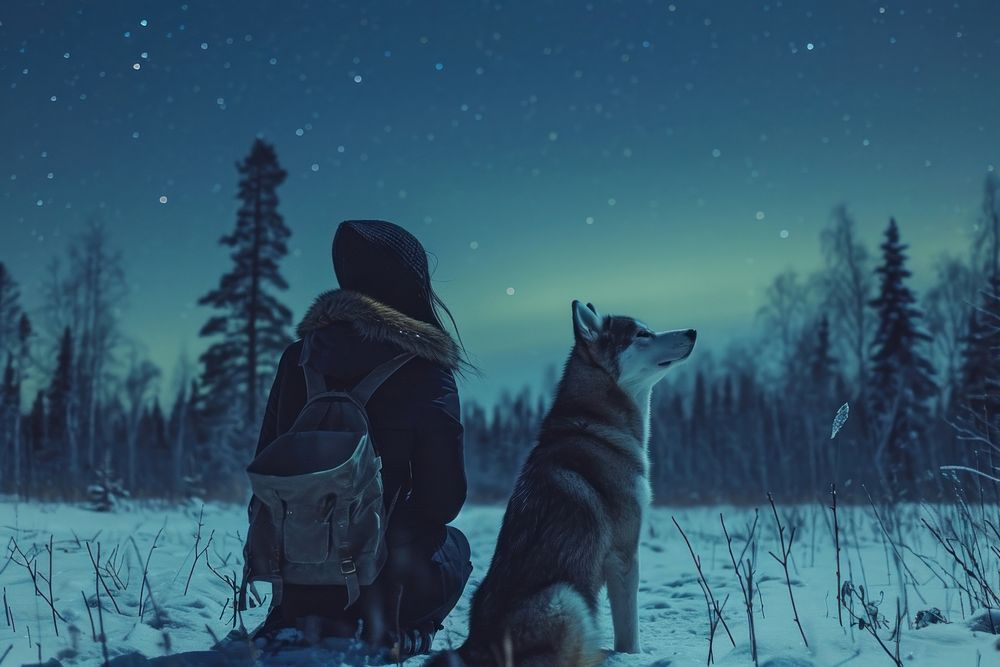 Siberian husky night outdoors looking. | Free Photo - rawpixel