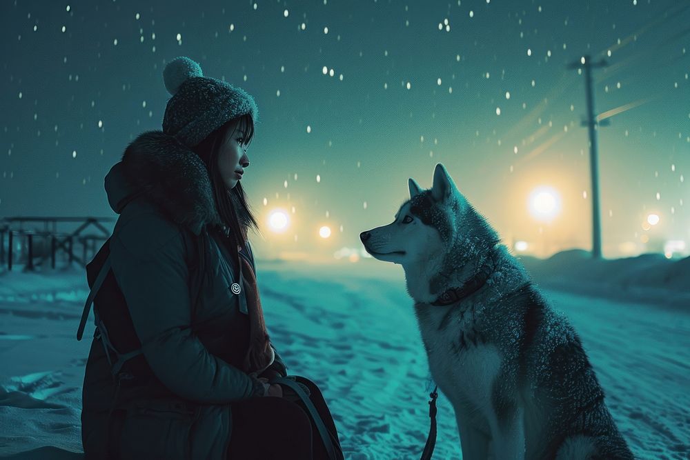 Siberian husky night outdoors looking. | Free Photo - rawpixel