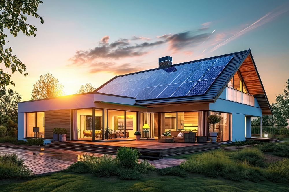 Solar panels house architecture building. | Free Photo - rawpixel