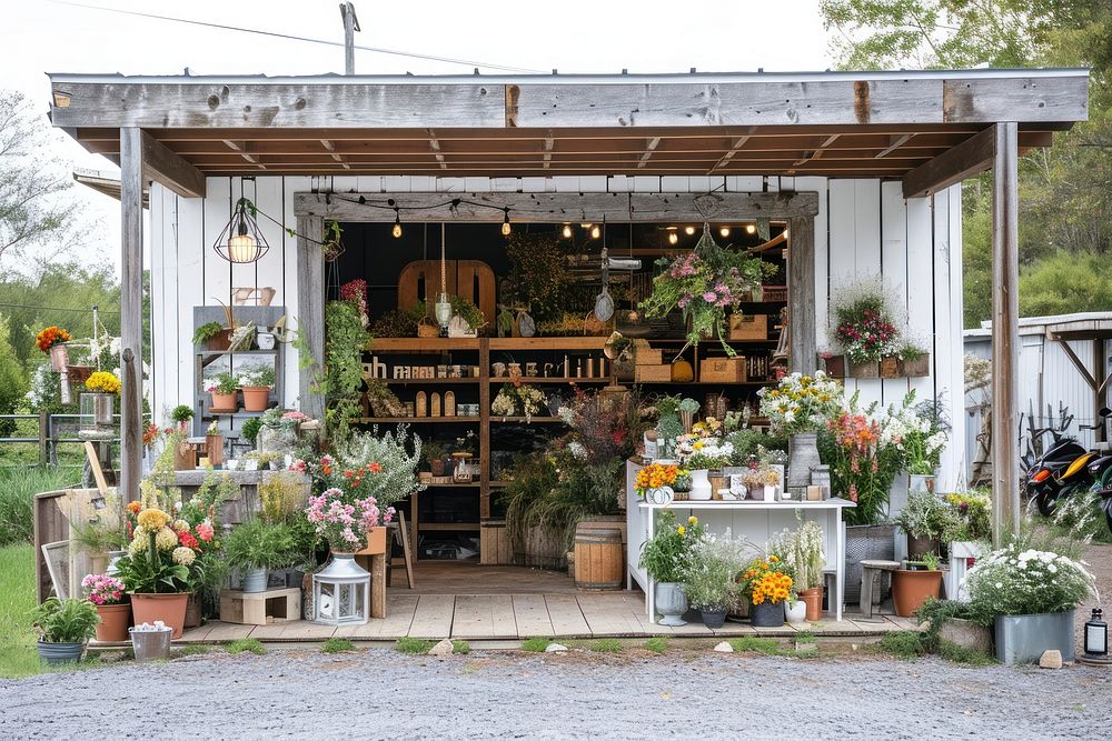 Modern rustic flower shop outdoors | Premium Photo - rawpixel