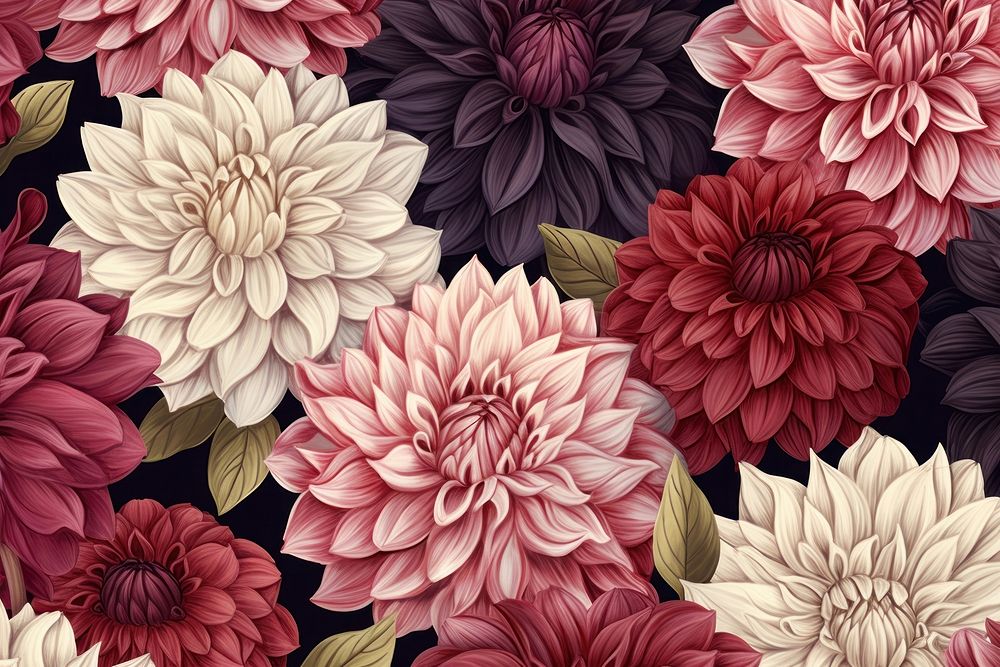 Dahlia flowers pattern plant inflorescence. | Free Photo Illustration ...