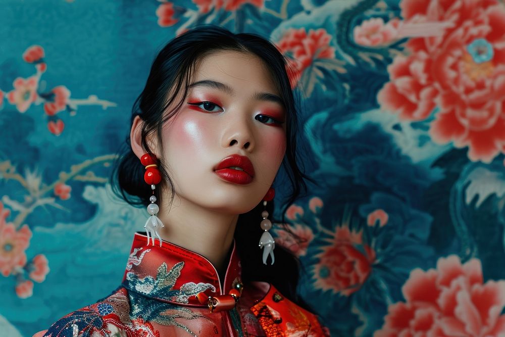 Pink Mandarin Collar portrait fashion | Free Photo - rawpixel