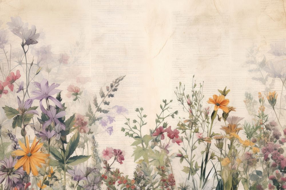 Simple wildflowers border backgrounds painting | Premium Photo ...