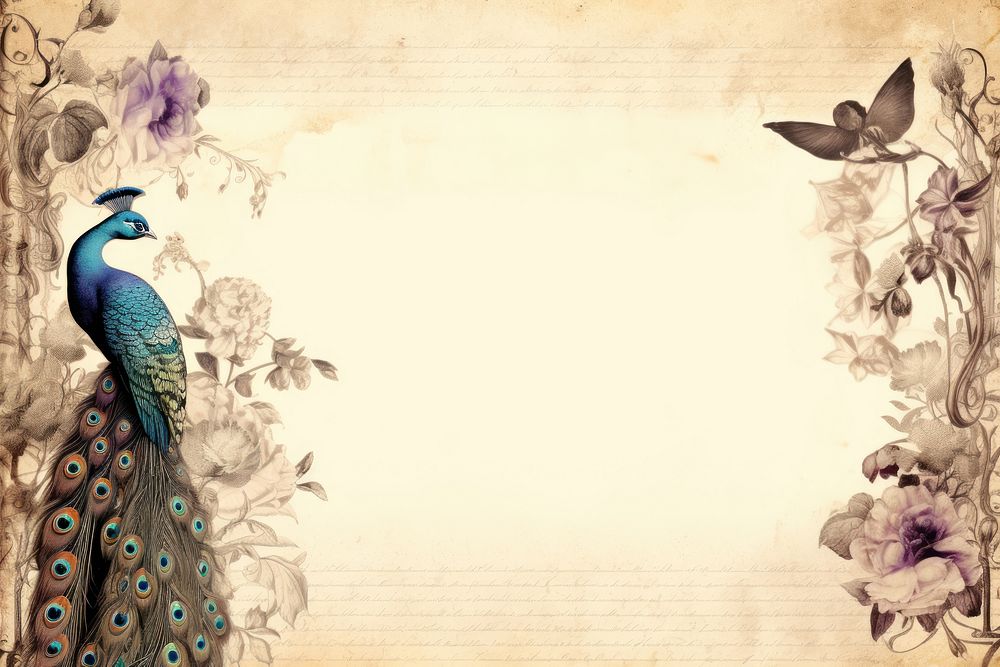 Peacock border animal paper bird. | Free Photo Illustration - rawpixel