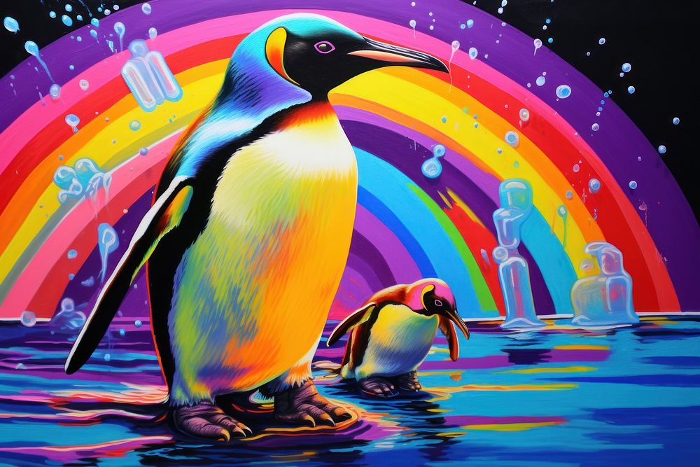 King penguin painting animal bird. | Premium Photo Illustration - rawpixel