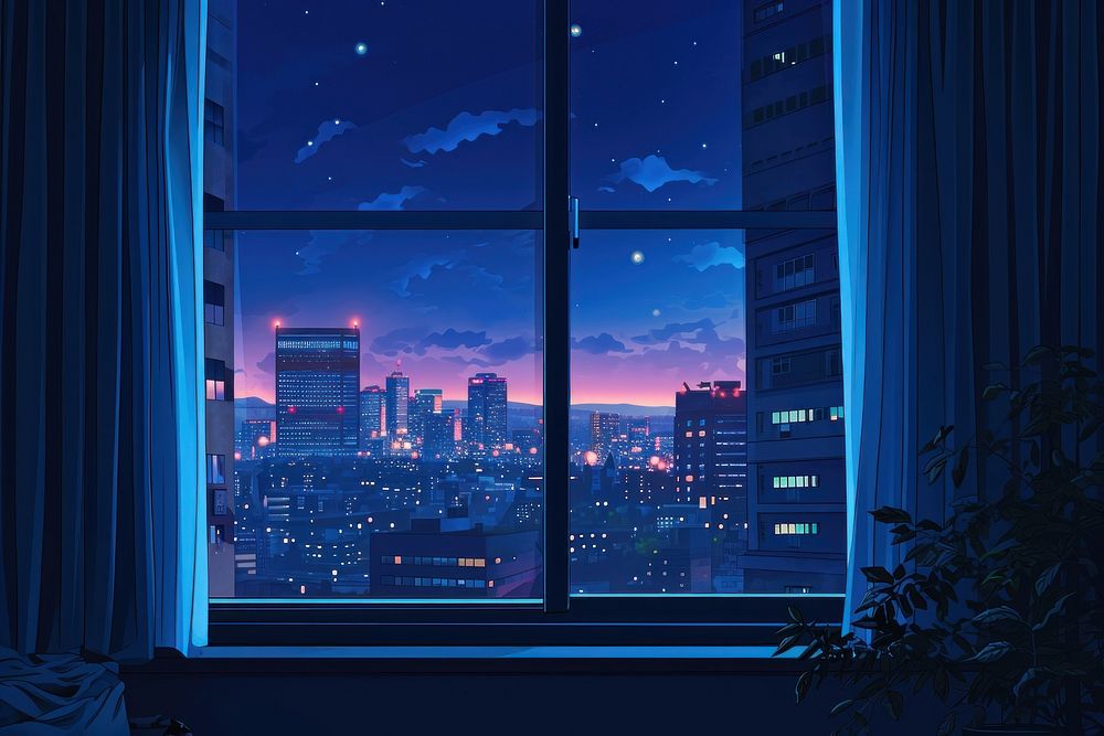 Looking window city night architecture | Premium Photo Illustration ...