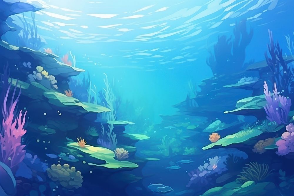 Illustration underwater ocean landscape backgrounds | Free Photo ...