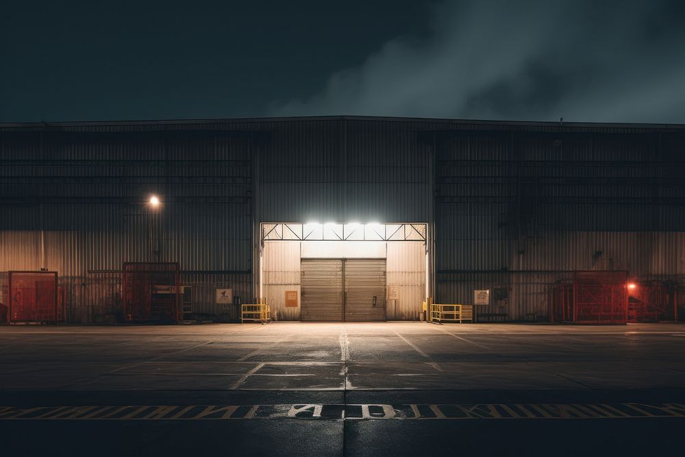 Warehouse gate architecture building evening. | Free Photo - rawpixel