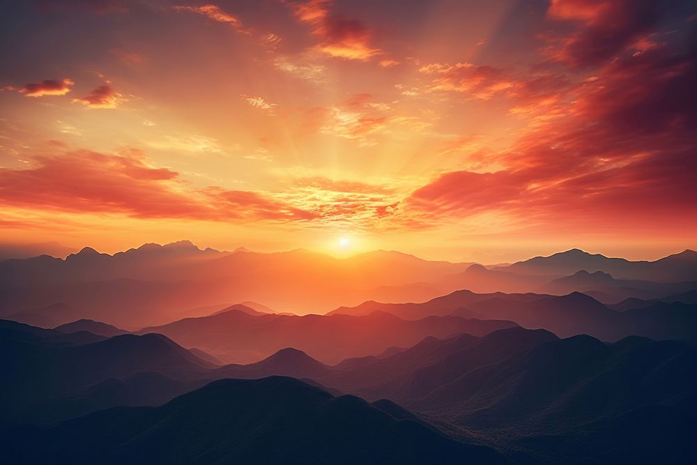 Photo sunset mountain sunlight sky | Premium Photo - rawpixel