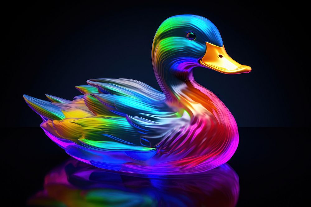 3D render neon duck icon | Free Photo Illustration - rawpixel