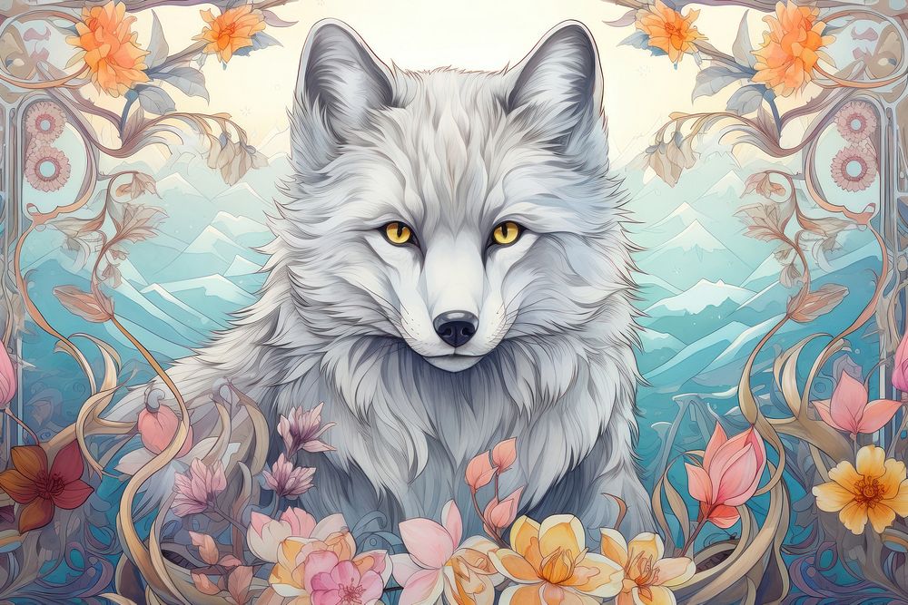 Art fox illustrated painting. | Free Photo Illustration - rawpixel