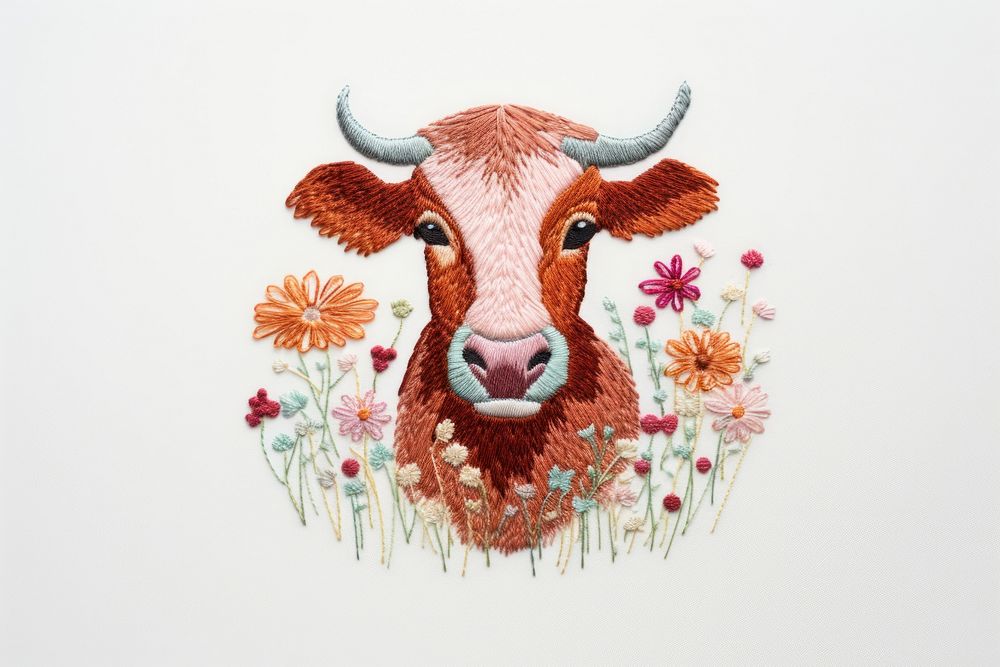 Embroidery livestock cattle mammal. | Premium Photo Illustration - rawpixel