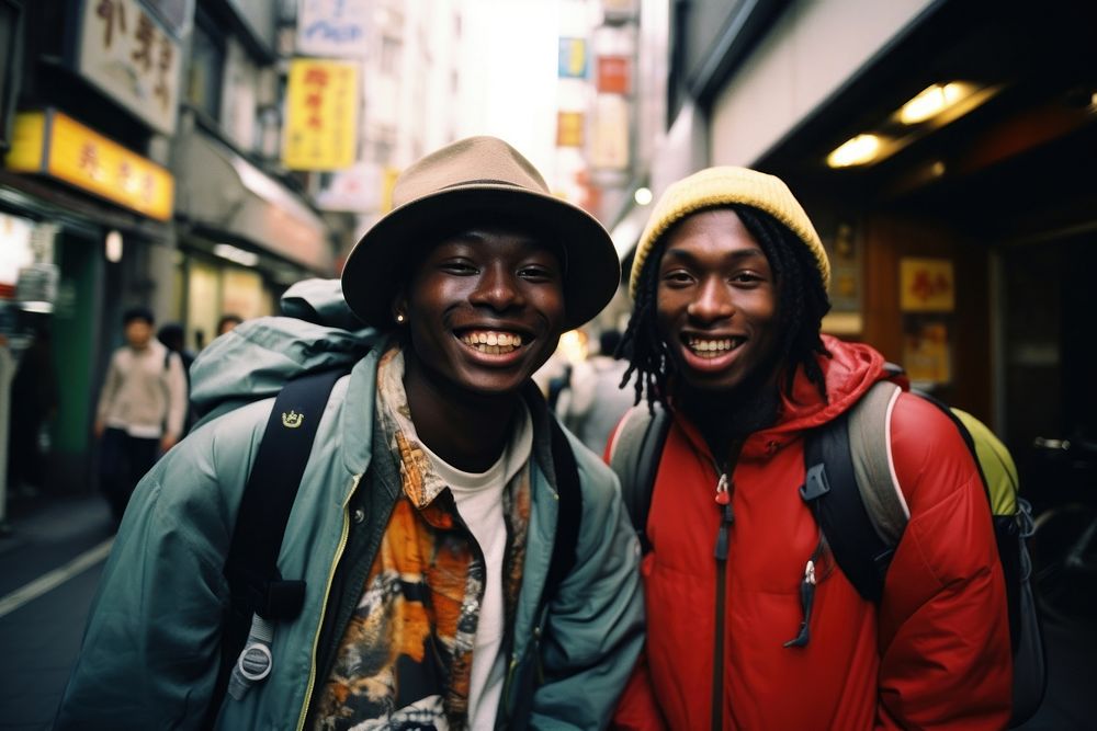 Two African people Backpackers tokyo | Free Photo - rawpixel