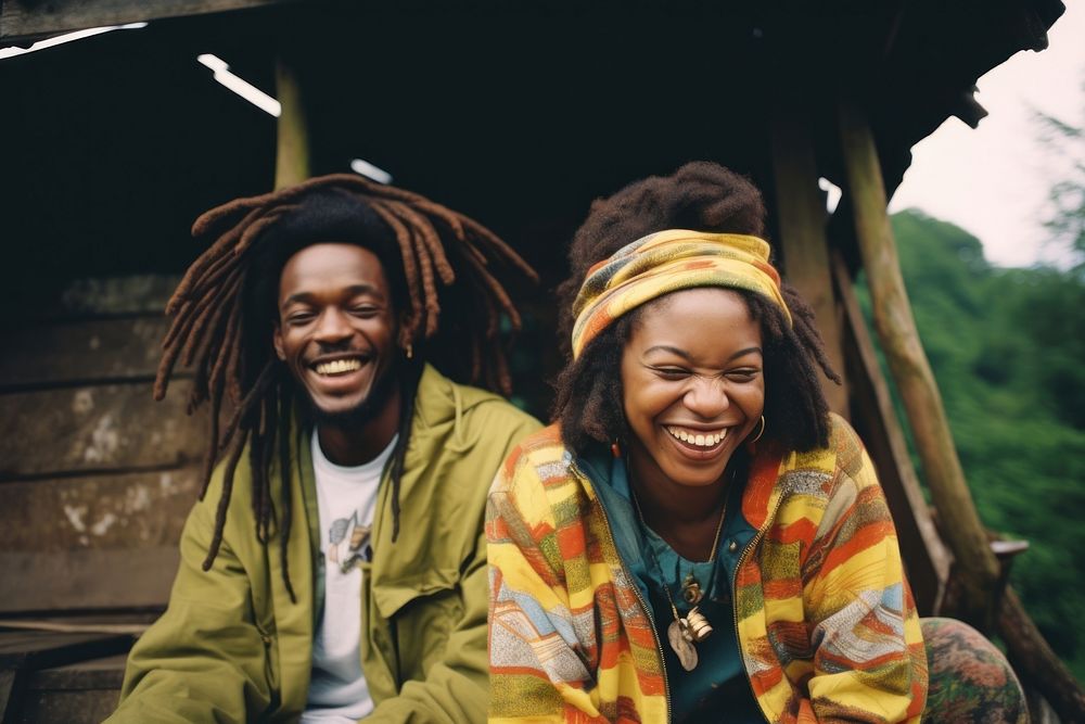 African Backpackers Switzerland laughing outdoors | Premium Photo ...