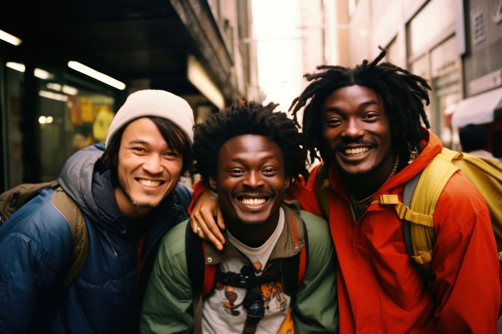 African Backpackers tokyo laughing outdoors | Free Photo - rawpixel