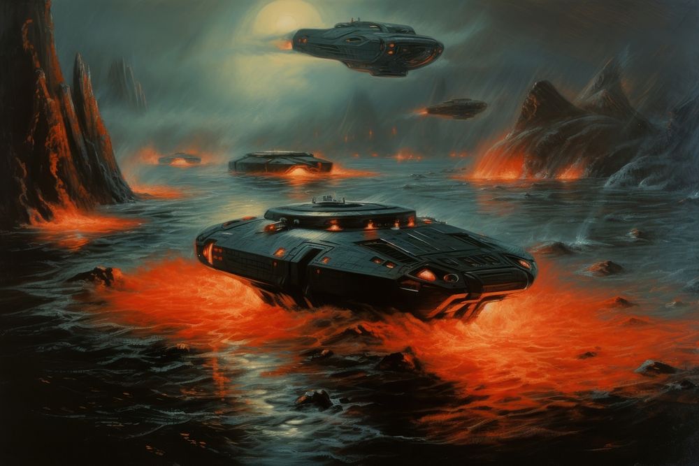 Alien red eyes vehicle nature | Free Photo Illustration - rawpixel