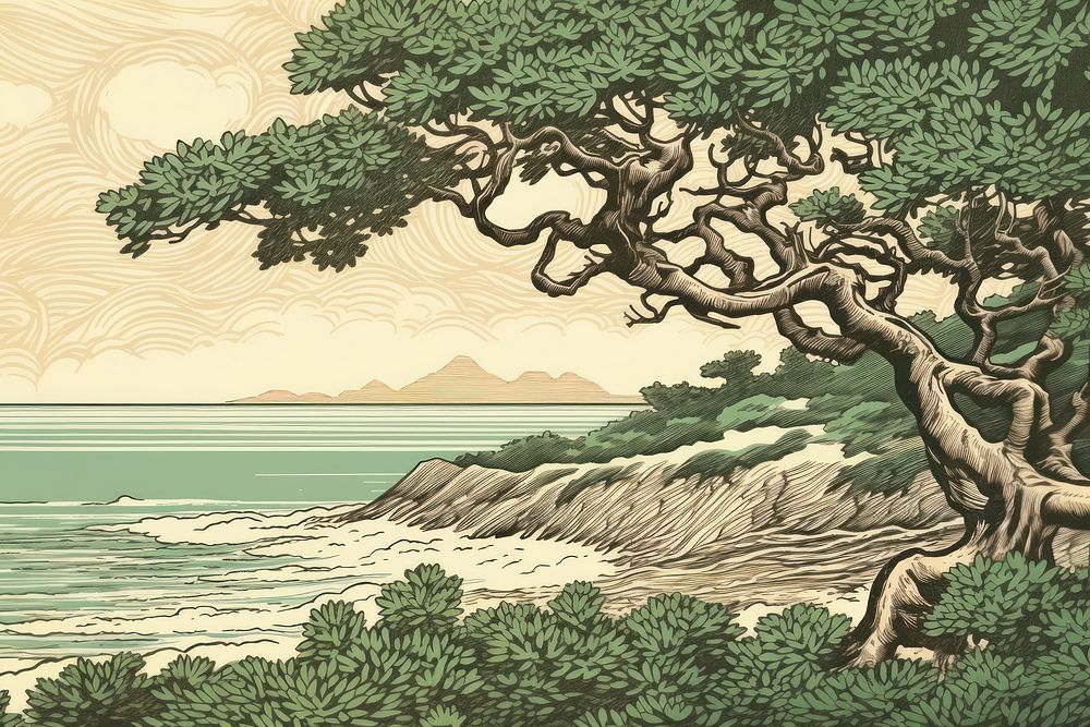 Tree landscape outdoors drawing. | Free Photo Illustration - rawpixel