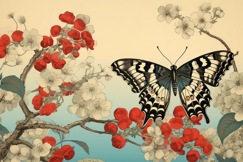 Butterfly flower pattern animal. | Premium Photo Illustration - rawpixel