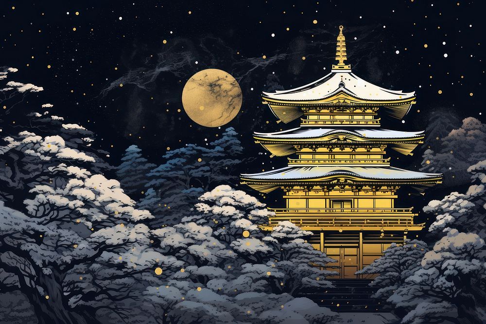 Temple night architecture tradition. | Free Photo Illustration - rawpixel