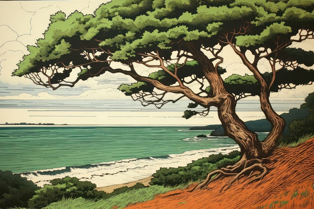 Beach tree landscape outdoors. | Free Photo Illustration - rawpixel