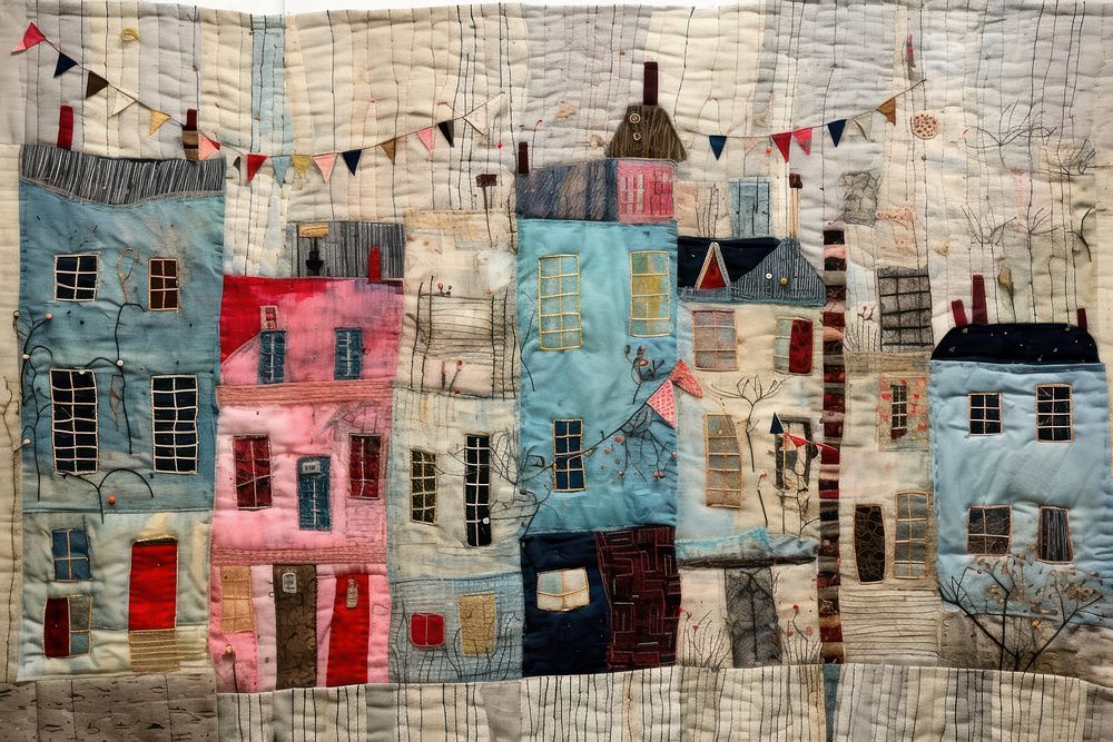 Buildings quilt patchwork quilting. | Premium Photo - rawpixel
